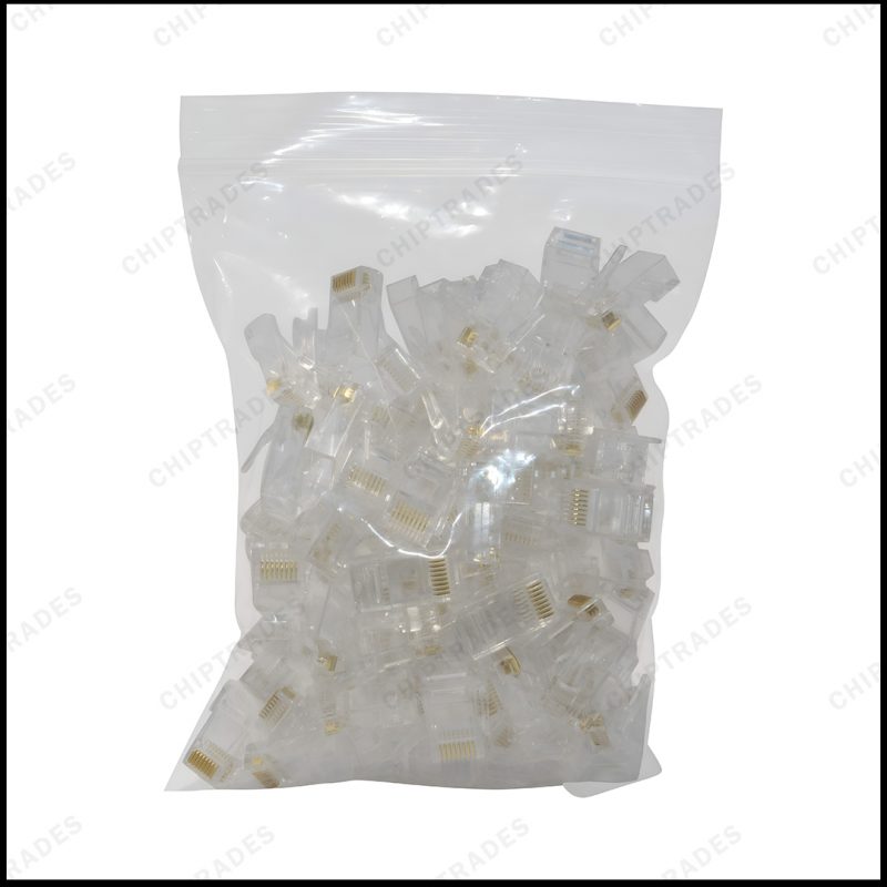 (0825) (POLYTHENE PACK) RJ45 Passthrough connector (PACK OF 100 ...